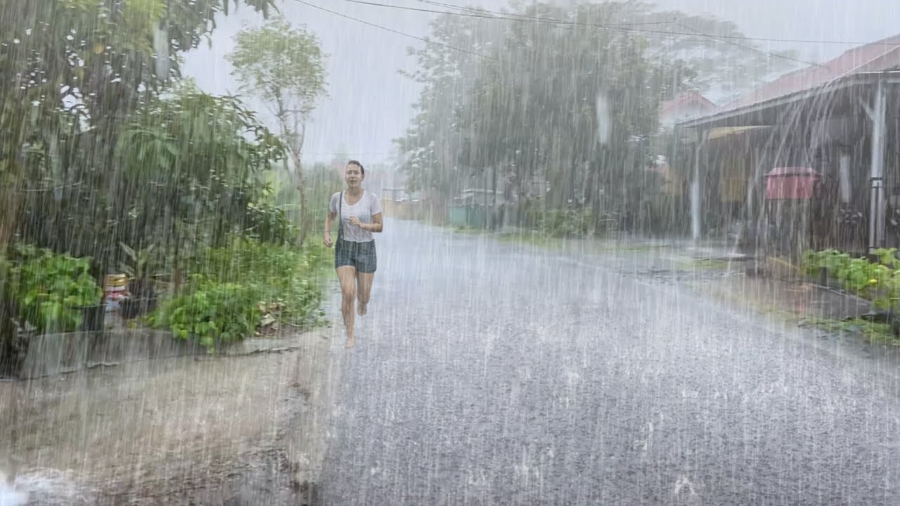 Very Heavy Rain in Red Soil Village to Sleep Immediately | Rain ...