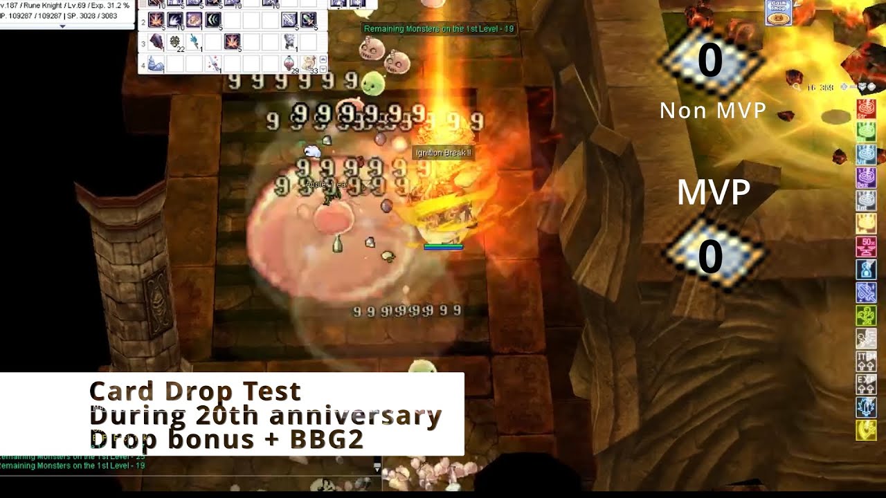 iRO: 20th Anniv Event-Card Drop Test | Endless Tower | Rune Knight ...