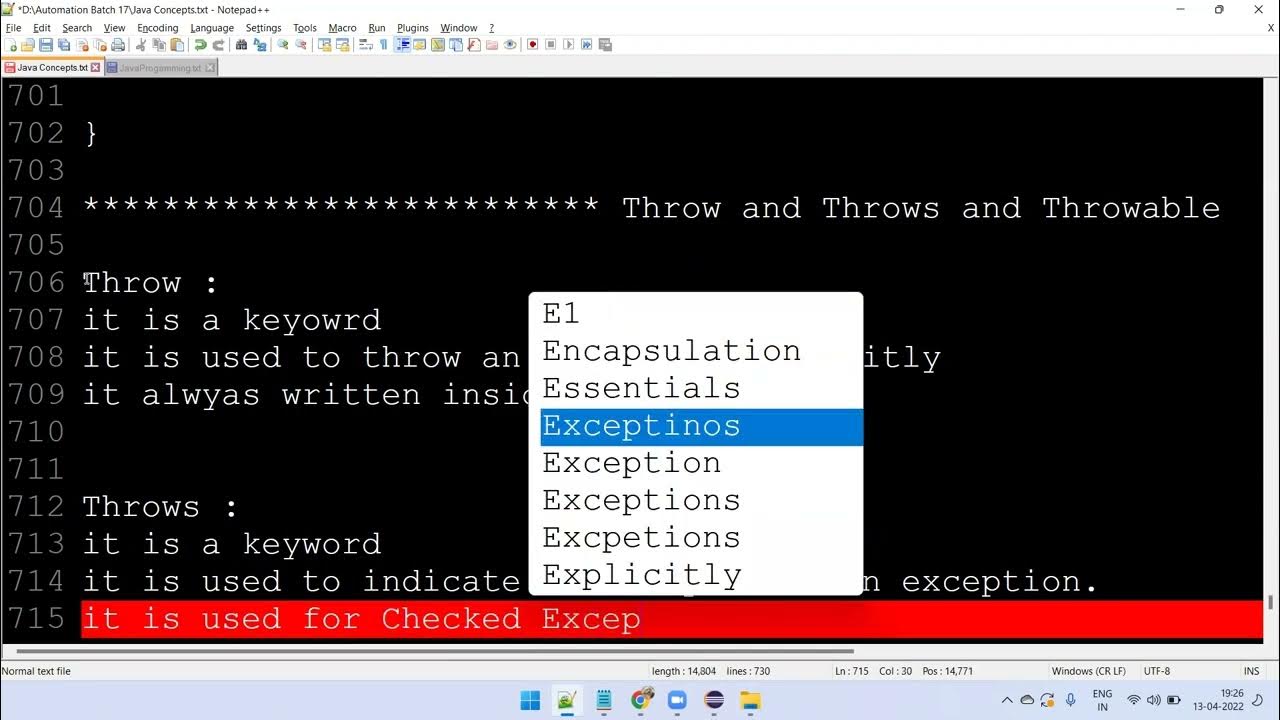 Day14 throw throws this super keyword - YouTube