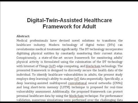 Digital Twin Assisted Healthcare Framework for Adult - YouTube
