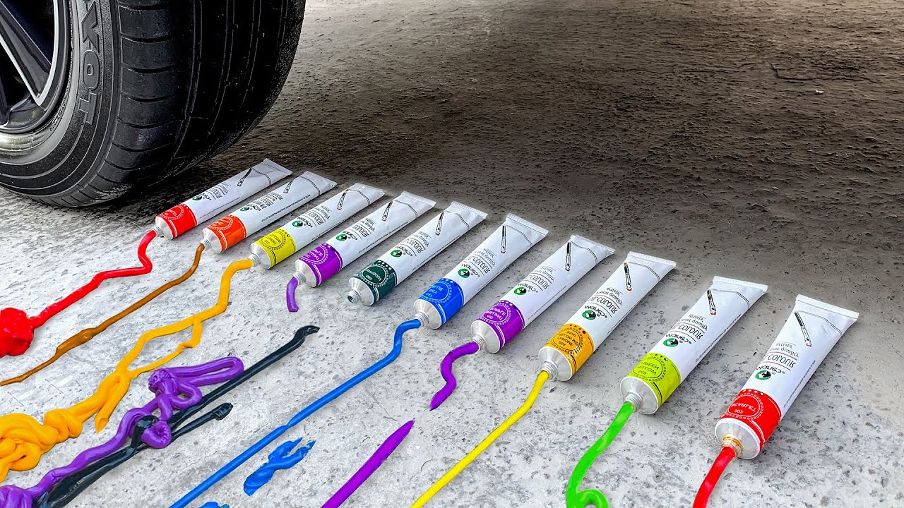 EXPERIMENT CAR vs RAINBOW PAINTS! Crushing Crunchy & Soft Things by Car ...