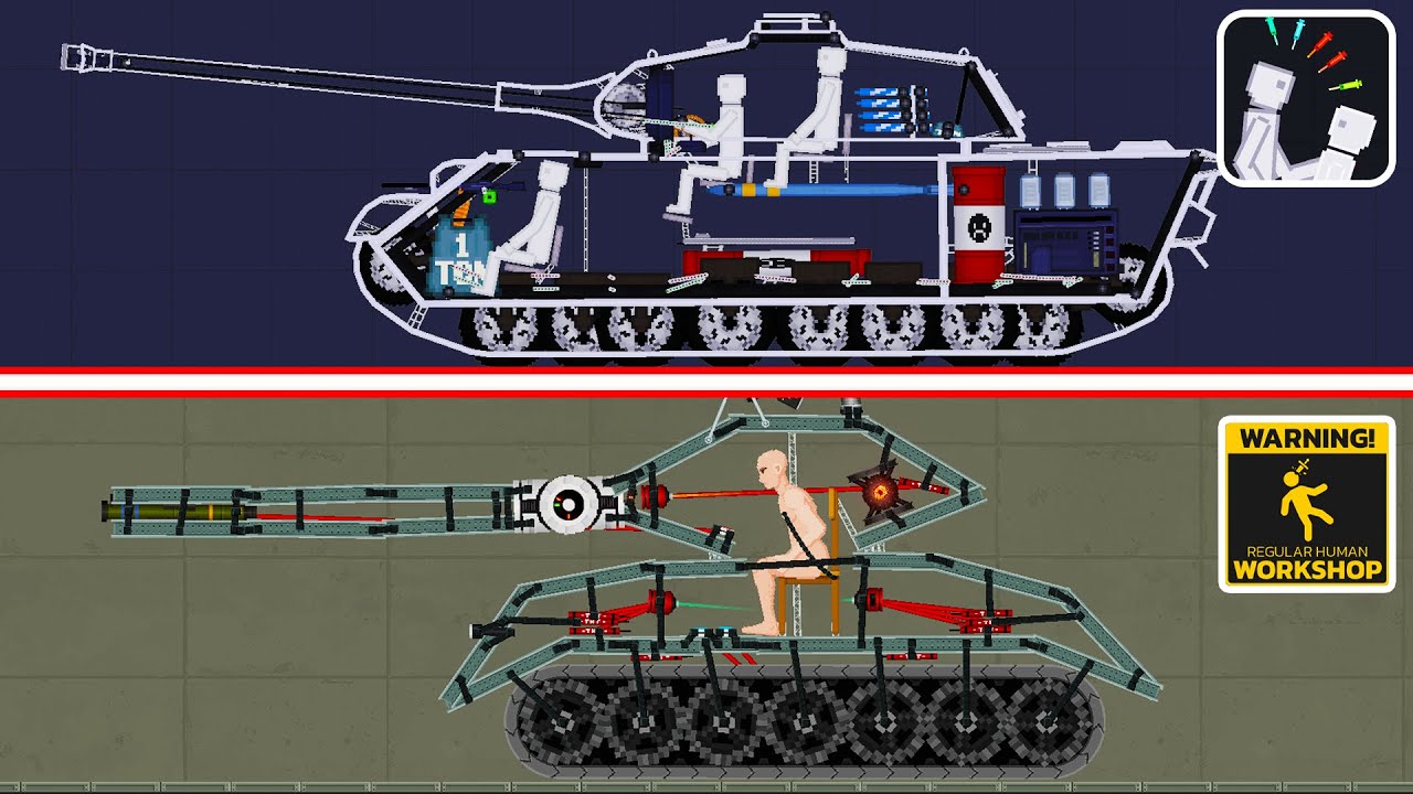 TANK PEOPLE PLAYGROUND vs REGULAR HUMAN WORKSHOP - YouTube