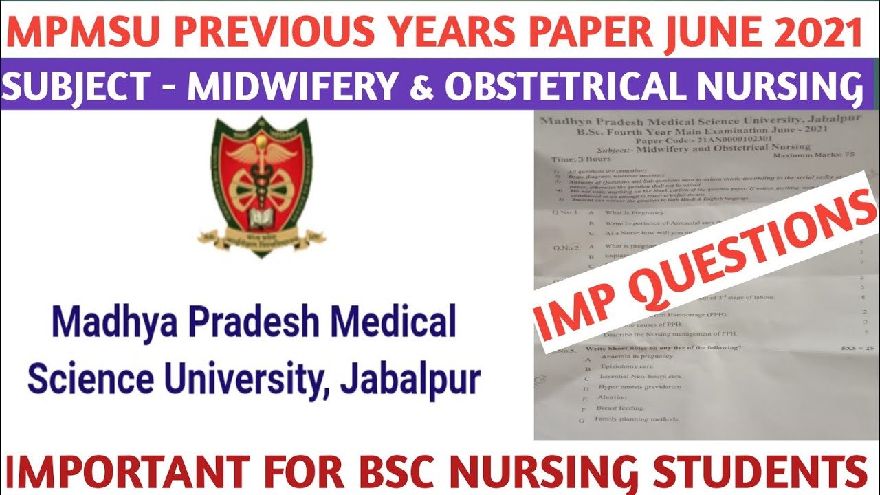 MPMSU PREVIOUS YEARS PAPER JUNE 2021(SUBJECT - MIDWIFERY & OBSTETRICAL ...