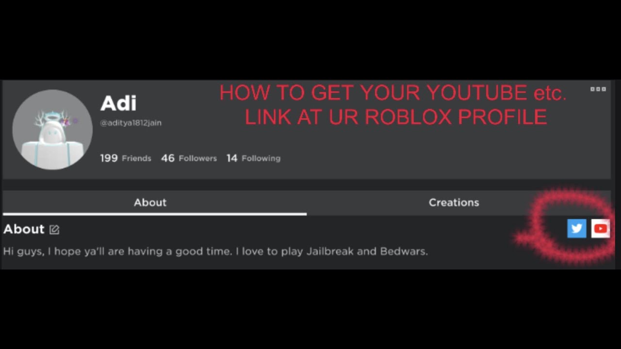 How to get ur Yt channel link at ROBLOX PROFILE ‐ Made with Clipchamp ...