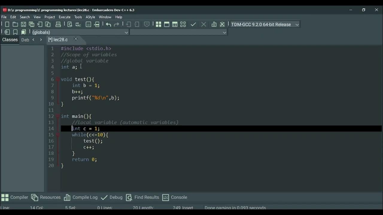 C language Course Urdu/Hindi Lecture 28(SCOPE-OF-VARIABLES) - YouTube