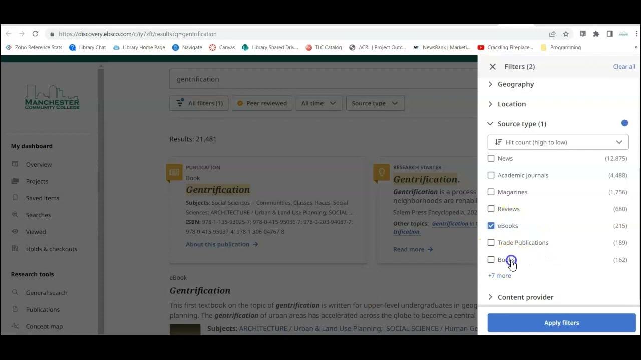 Finding Books and eBooks in MCC OneSearch - YouTube