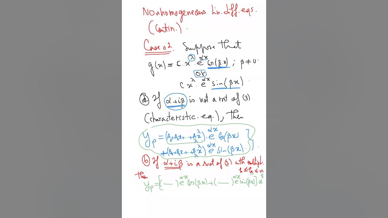 Math204_Lecture21(Nonhomog. Linear Diff. equations: Undetermined Coefficients Method: Case 2 ...