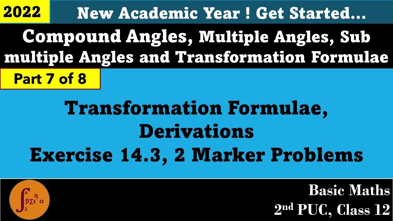2nd PUC | Class 12 | Compound Angles, Transformation Formulae Ex 14.3 2 ...