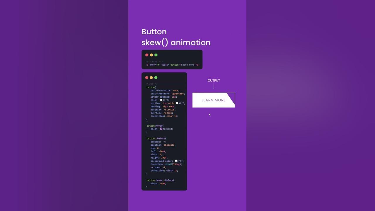 Button Skew Animation Using Css Html And Css Youtube 9879