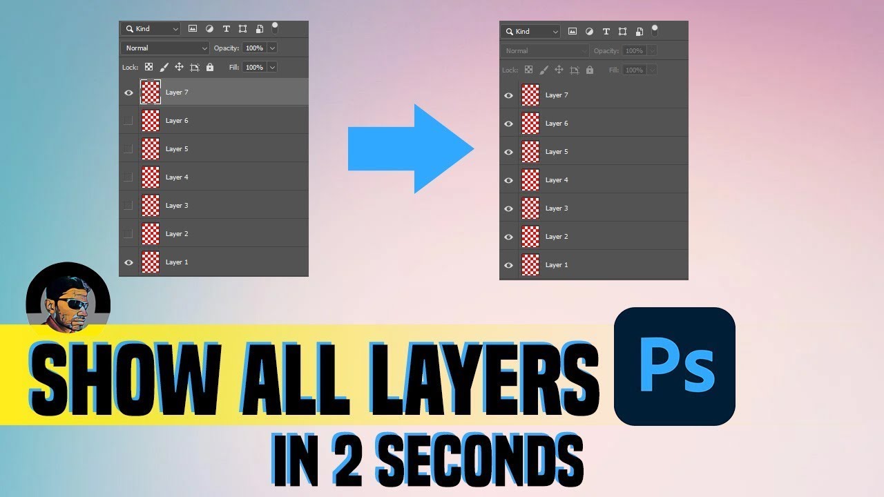 Show all hidden layers at once Photoshop Tutorial - YouTube