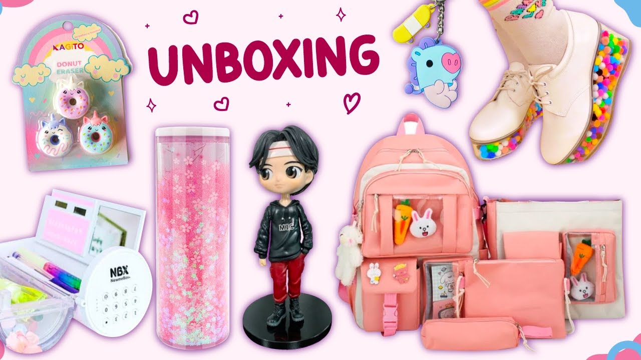 MY NEW SCHOOL SUPPLIES UNBOXING - BTS SUPPLIES REVIEW - NEW CLEAR SHOES ...
