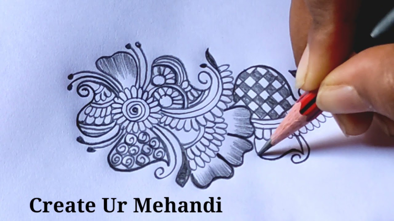 Beautiful Arabic Mehandi Design|| Pencil shading mehandi design ...