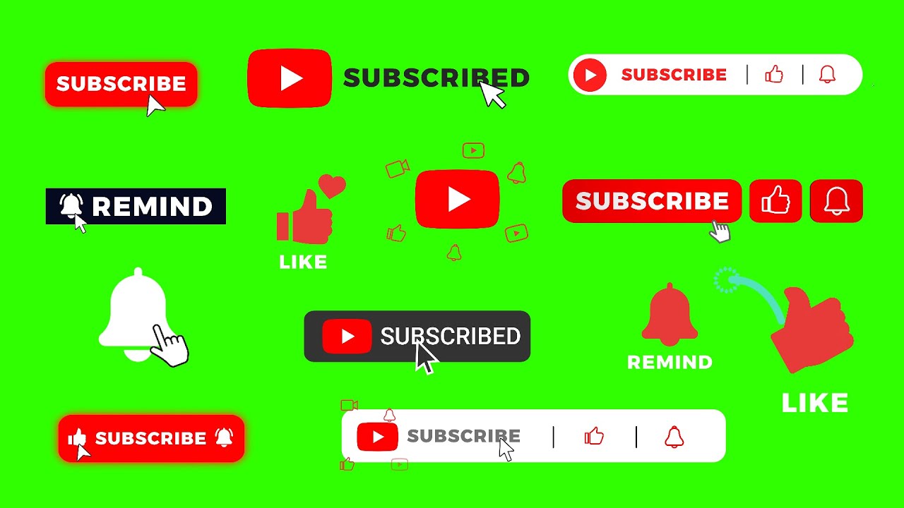 Top Free Like and Subscribe animations (green screen) - YouTube