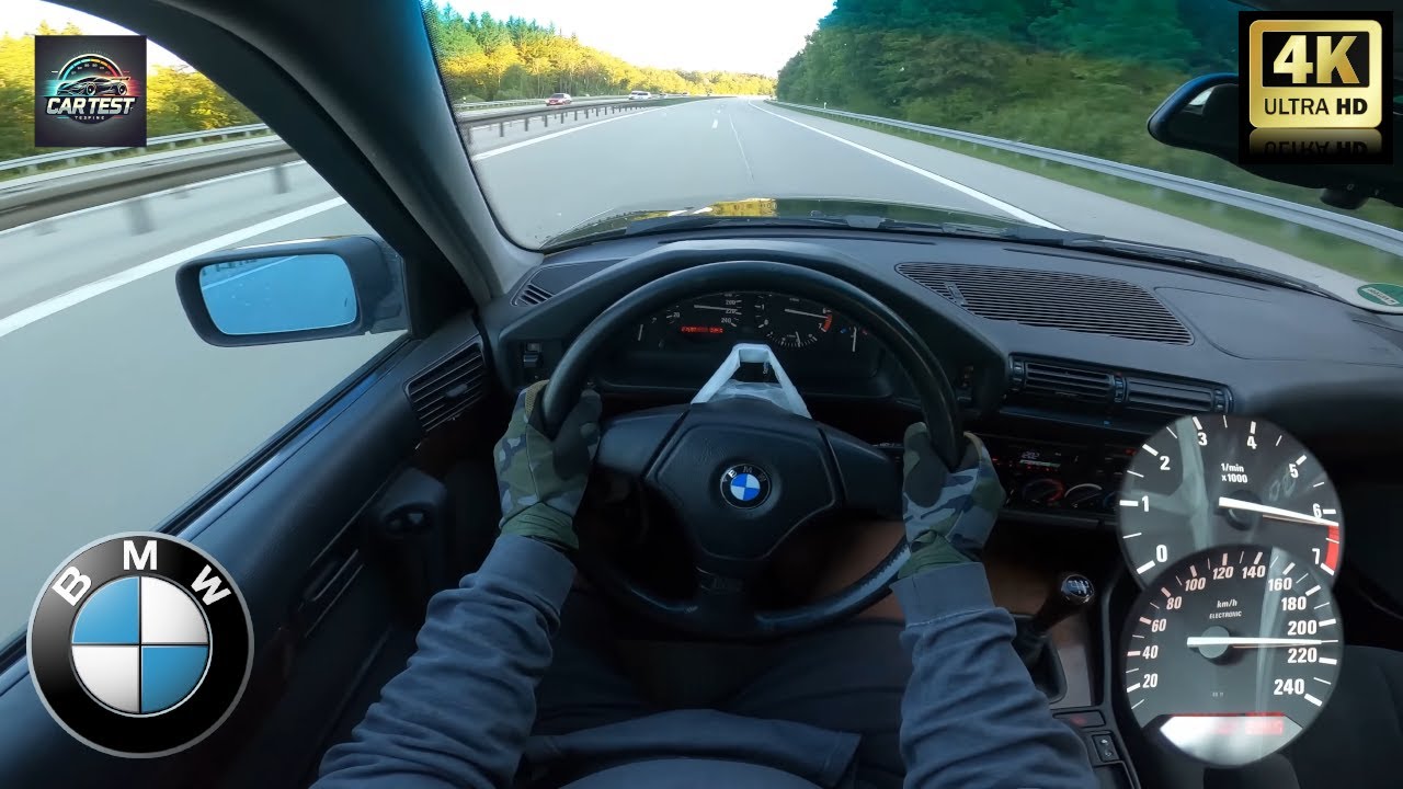 BMW E34 520i Touring on the Autobahn! | Legendary M50B20 Engine POV ...