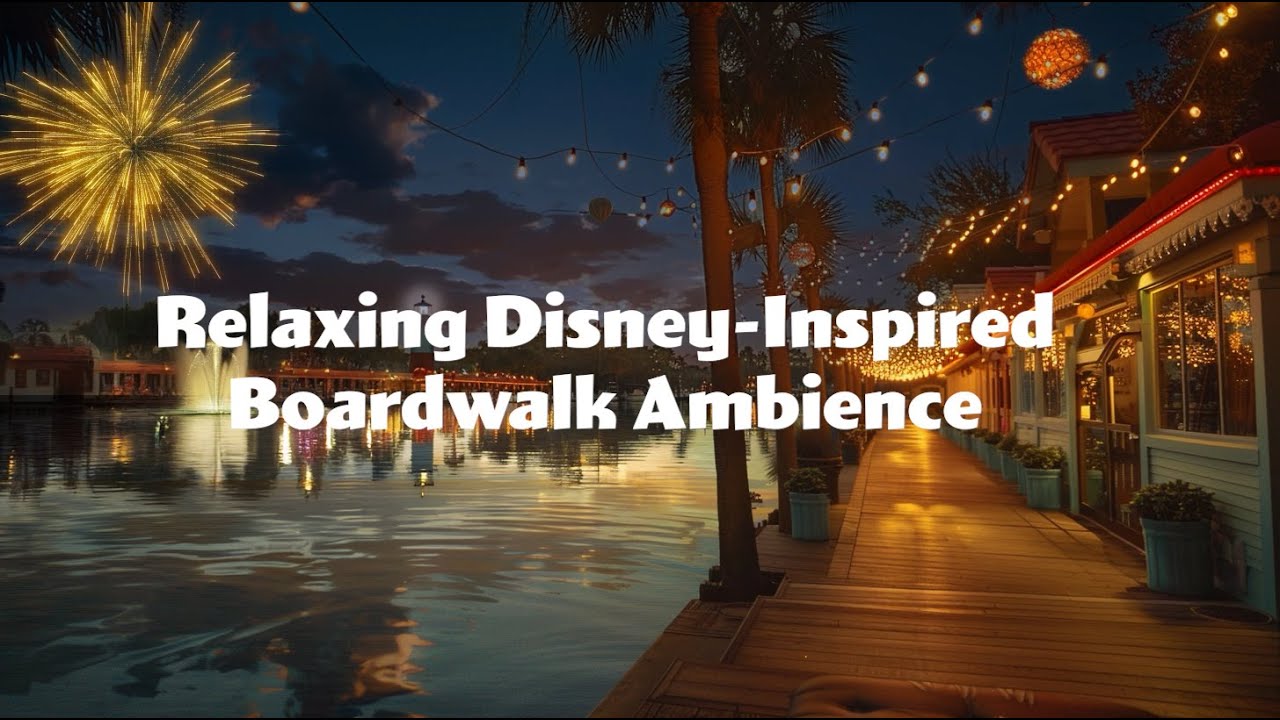 🌟 Relaxing Disney-Inspired Boardwalk Ambience | Fireworks, Music ...