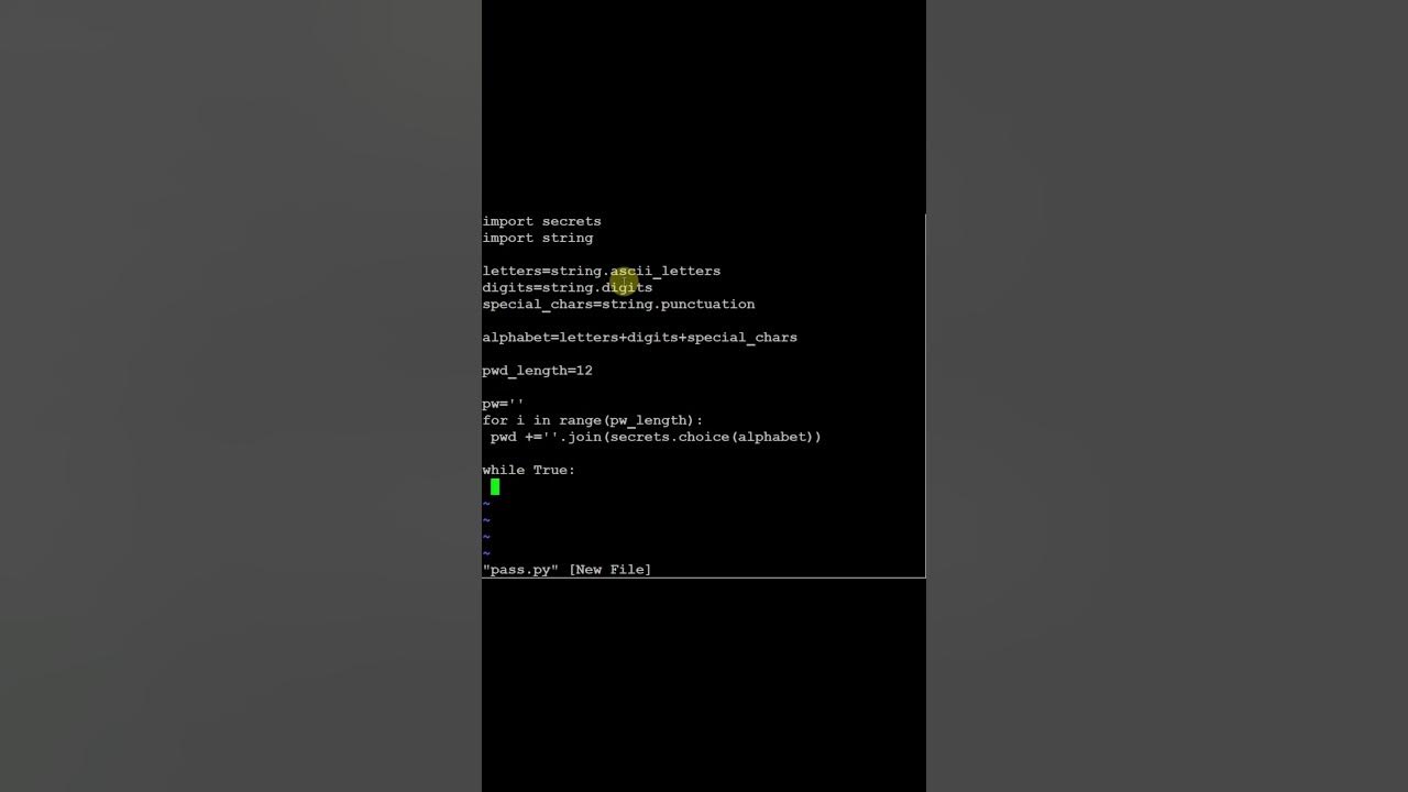 Cómo codificar un generador de contraseñas en Python #shorts - YouTube