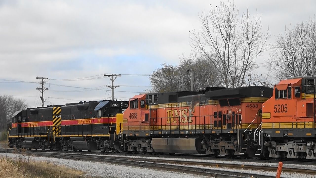 IAIS 509 w/ 516 & IAIS 708 w/ BNSF Power, Silvis, IL - YouTube