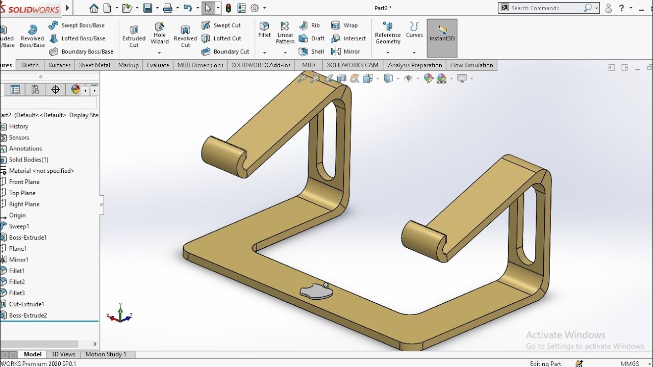 Solidworks tutorial for beginners of laptop stand | Laptop inclined ...
