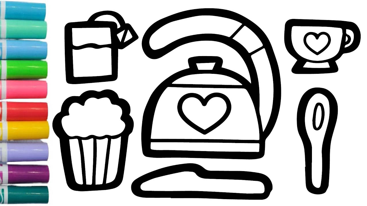 Tea Party Drawing ,Coloring and painting for kids & Toddlers _ How to ...