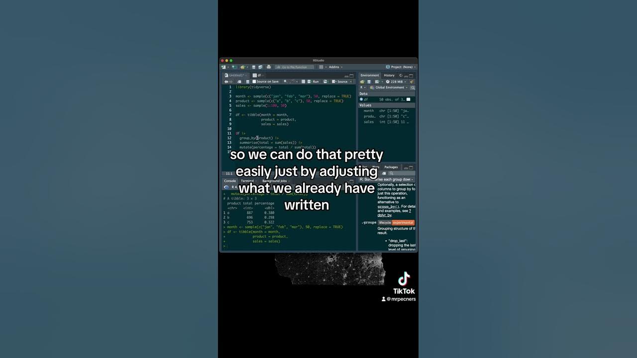 Tidyverse tip: Create percentage column with multi-level grouping - YouTube