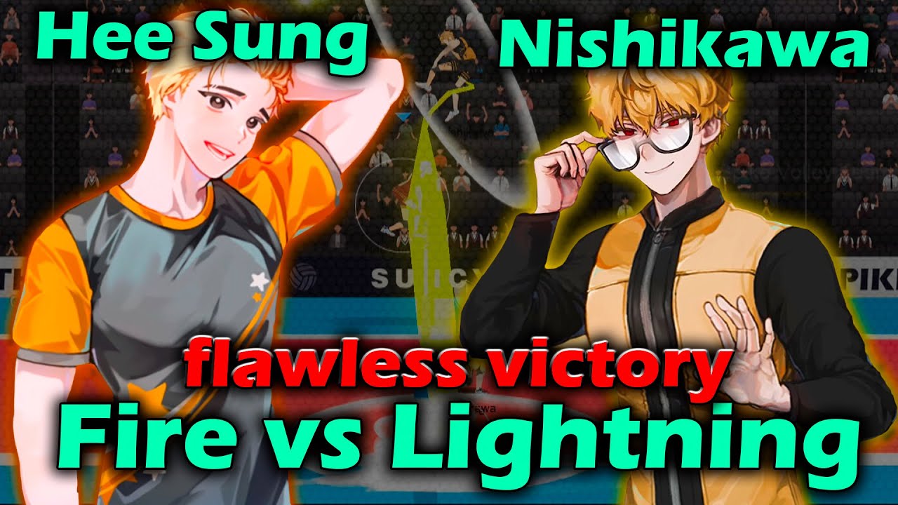 Hee Sung vs Nishikawa. Fire vs Lightning. Full gameplay. The Spike Volleyball 3x3 - YouTube