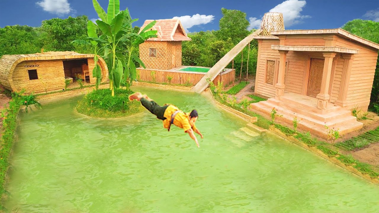 Survival Girl, I Build the Most Luxury Private House and Swimming Pools for Billionaire Warm ...