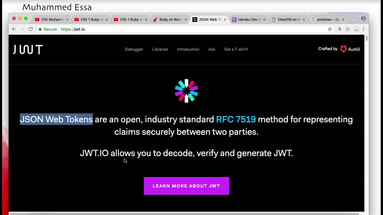1 Ruby On Rails Api Jwt Crud Youtube