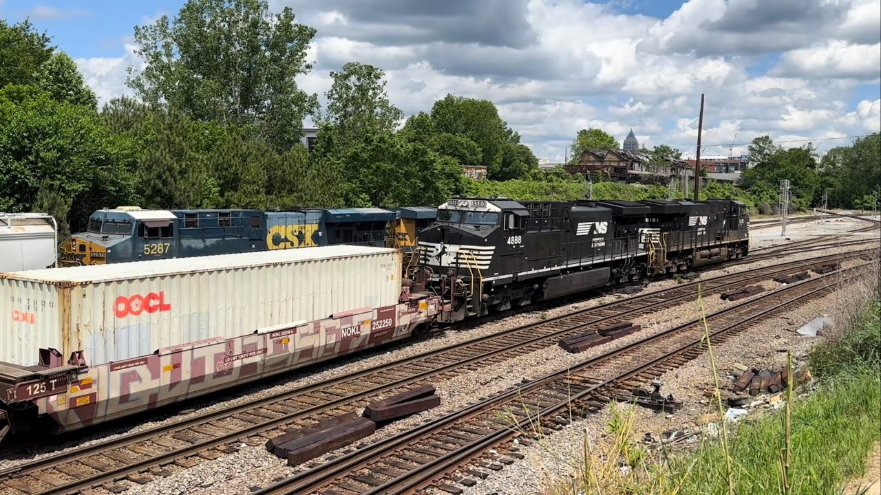 Some Extra NS Freight and Combo Trains from the Ground on the Cloudy ...