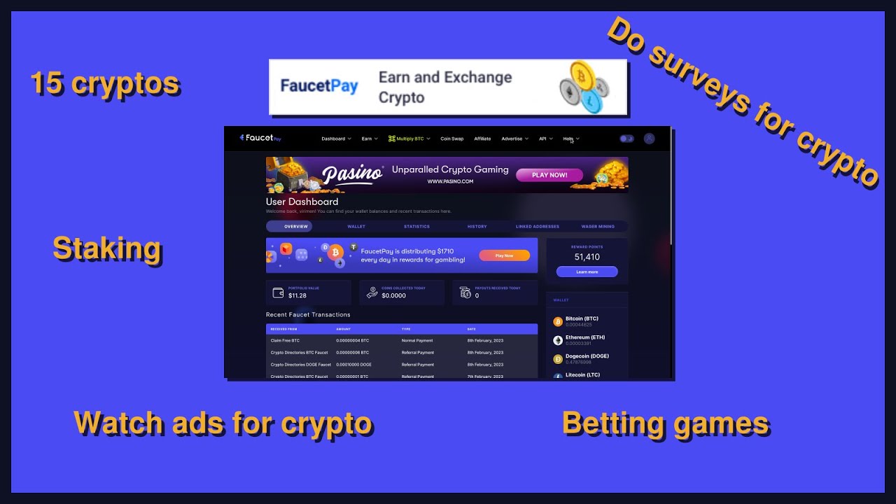 Faucet Pay Paid to Click ads for Crypto - YouTube