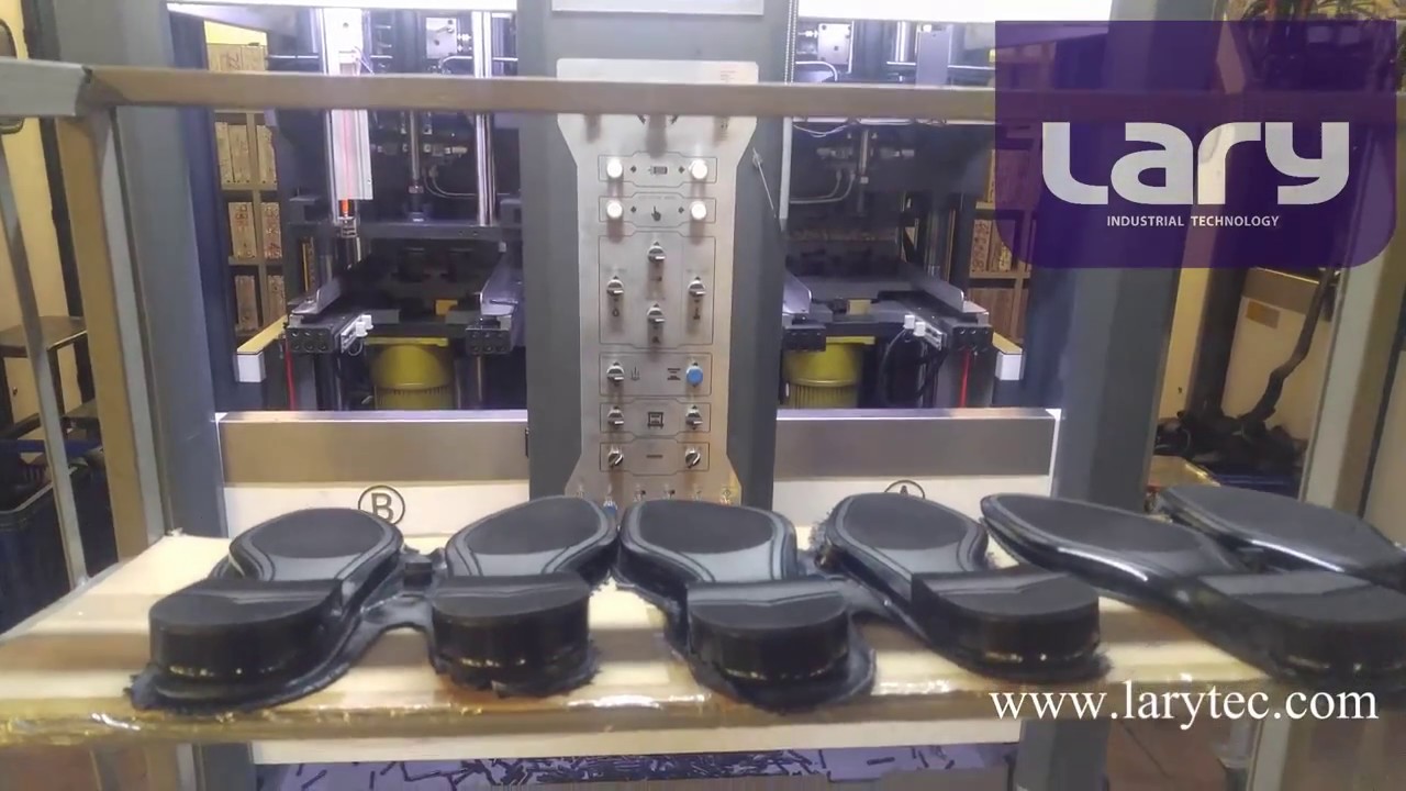 Full-automatic rubber shoe sole injection moulding machine - YouTube