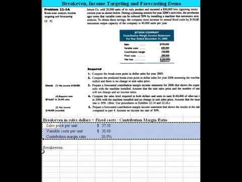 CVP, Breakeven, Income Targeting and Forecasting, P22 2A, Part 1 - YouTube