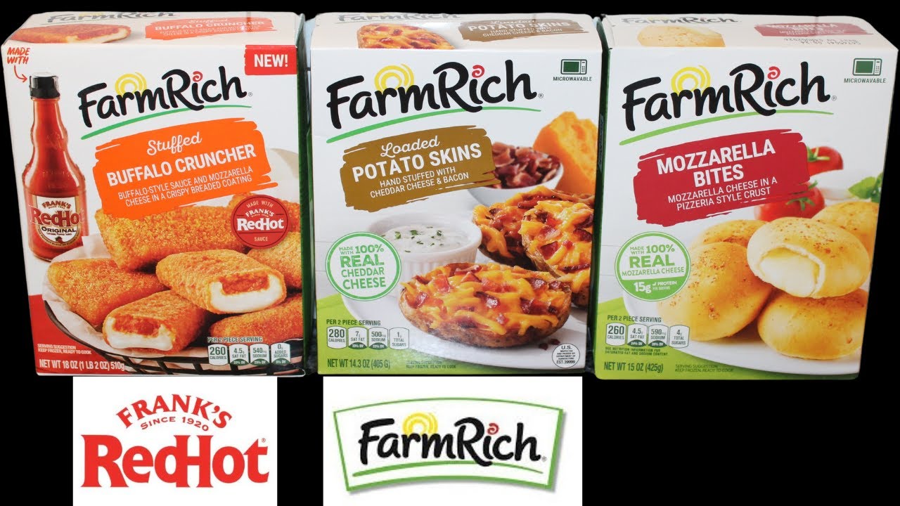 Farm Rich Frank’s RedHot Stuffed Buffalo Cruncher, Loaded Potato Skins ...
