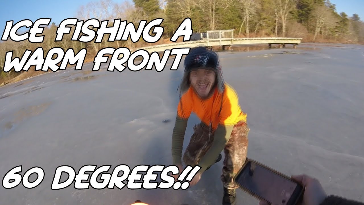 2019 Ice fishing in 60 DEGREE WEATHER!! Rhode Island Carbuncle pond ...