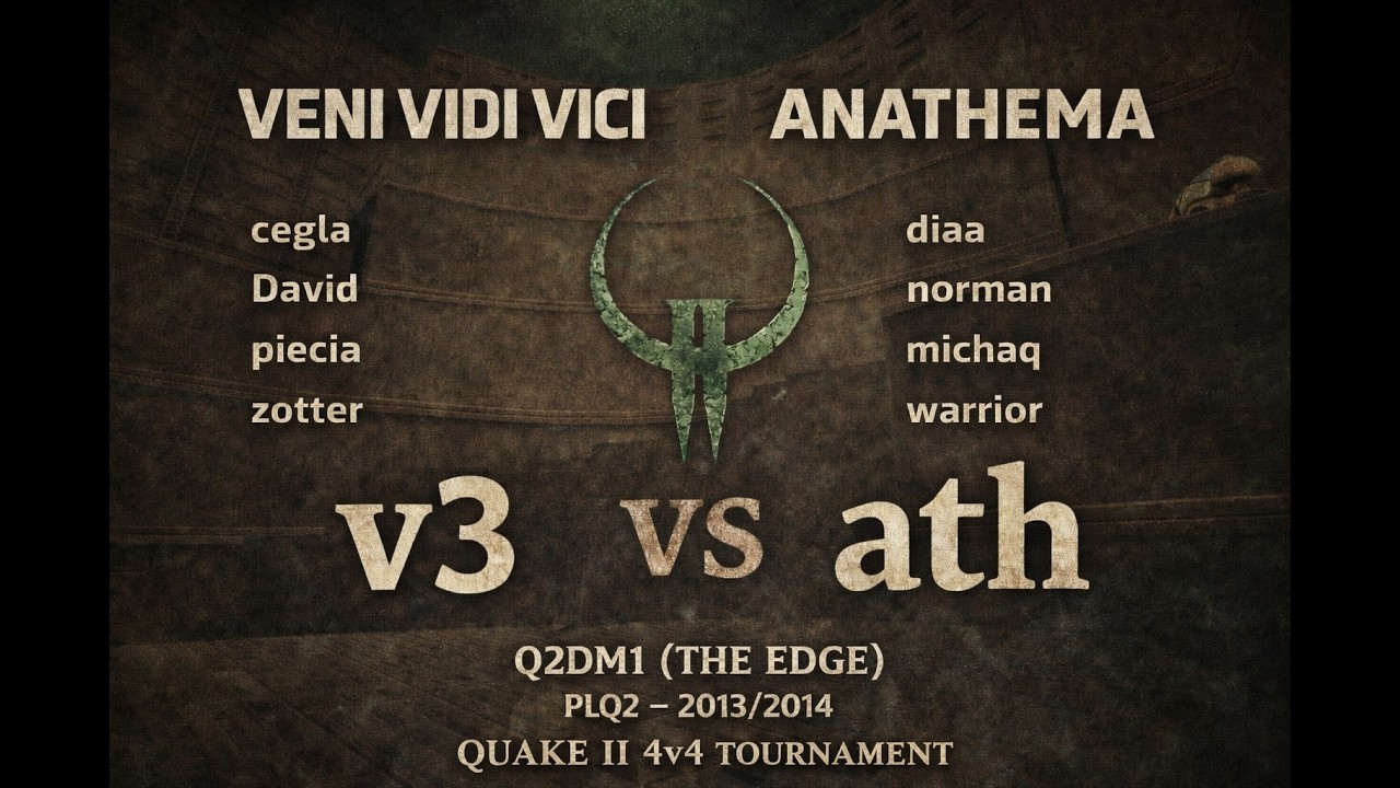 QUAKE 2 | PLQ2 2013/2014 | v3 vs ath | 1st map - Q2DM1 | POV David ...