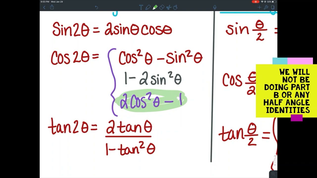 Unit 6 Day 2 - Double Angle Identities - YouTube
