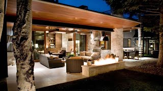 FRONT YARD COVERED PATIO DESIGN IDEAS | BEST FRONTYARD HOME EXTERIOR AS COZY OUTDOOR LIVING SPACE