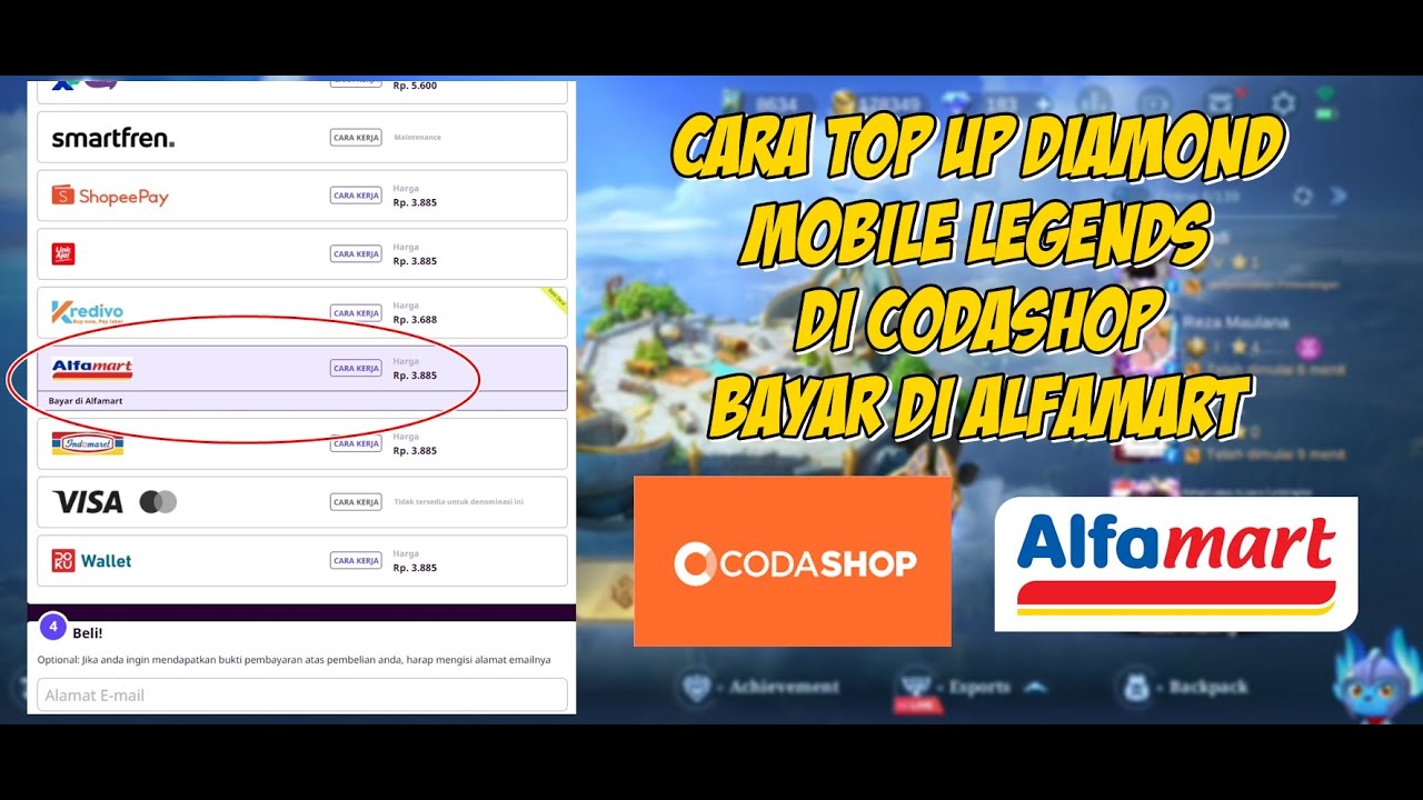 Cara Top Up Diamond Mobile Legends Di Codashop Bayar Di Alfamart - YouTube
