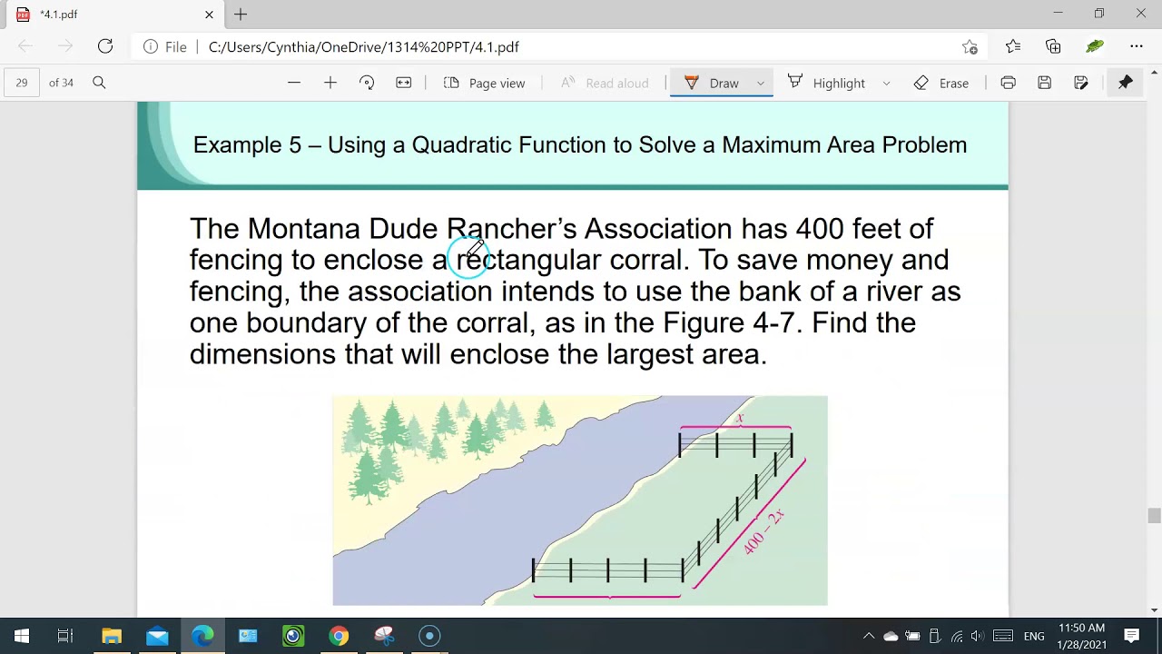 Using Quadratic to Solve Maximum and Minimum Problems - YouTube