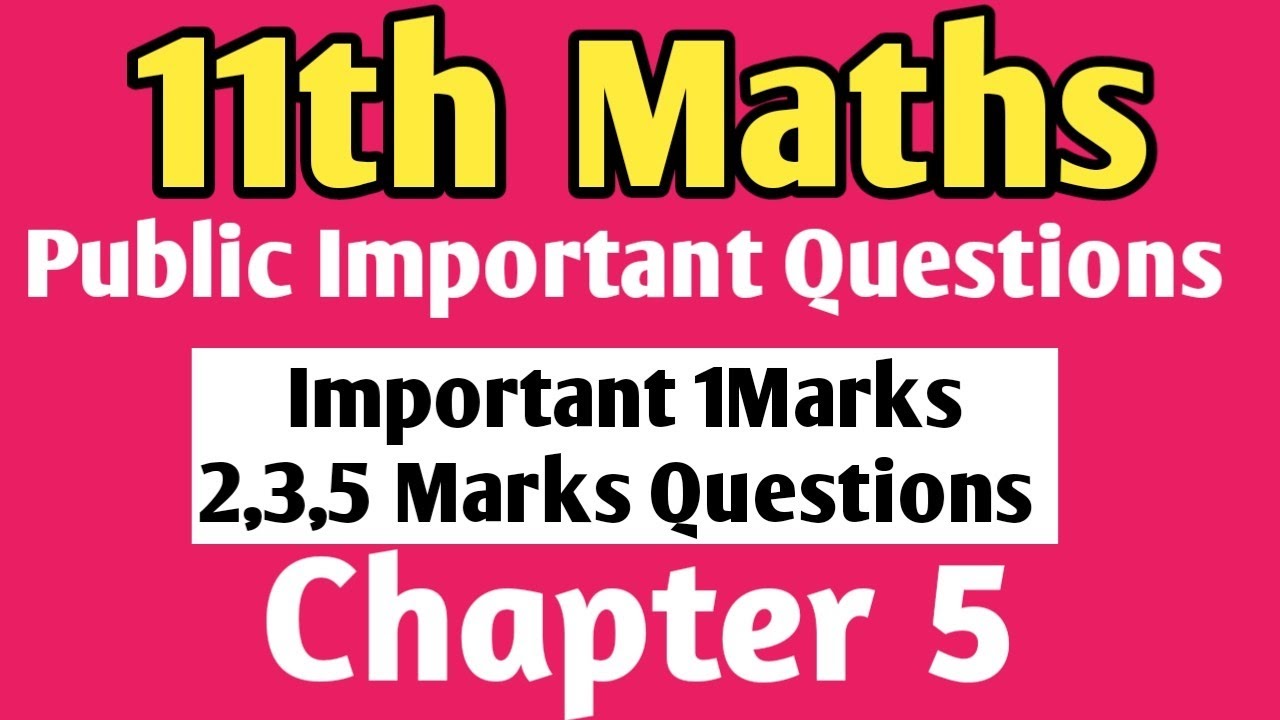 11th Maths Public Important Questions 2023|11th|Maths|Chapter 5 ...