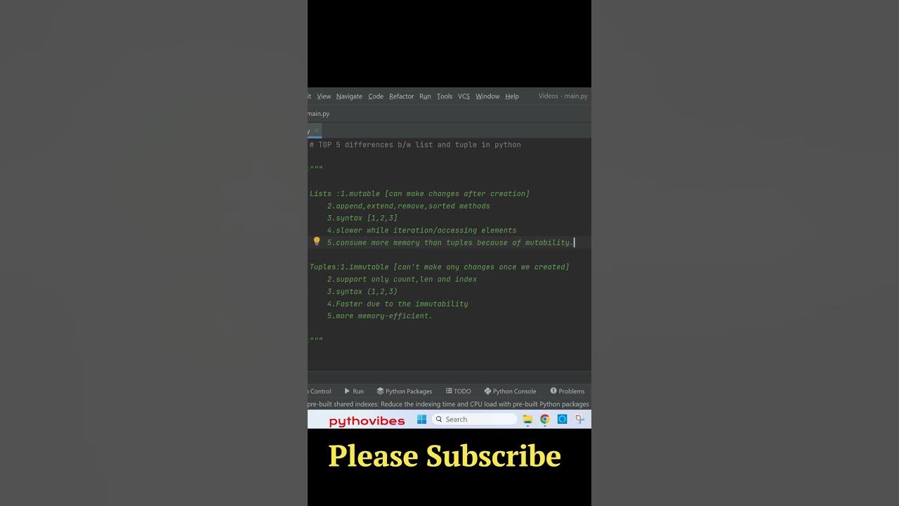 Top 5 differences between list and tuple in python #pythonvibes_ #pythonvibes @pythonvibes_ # ...