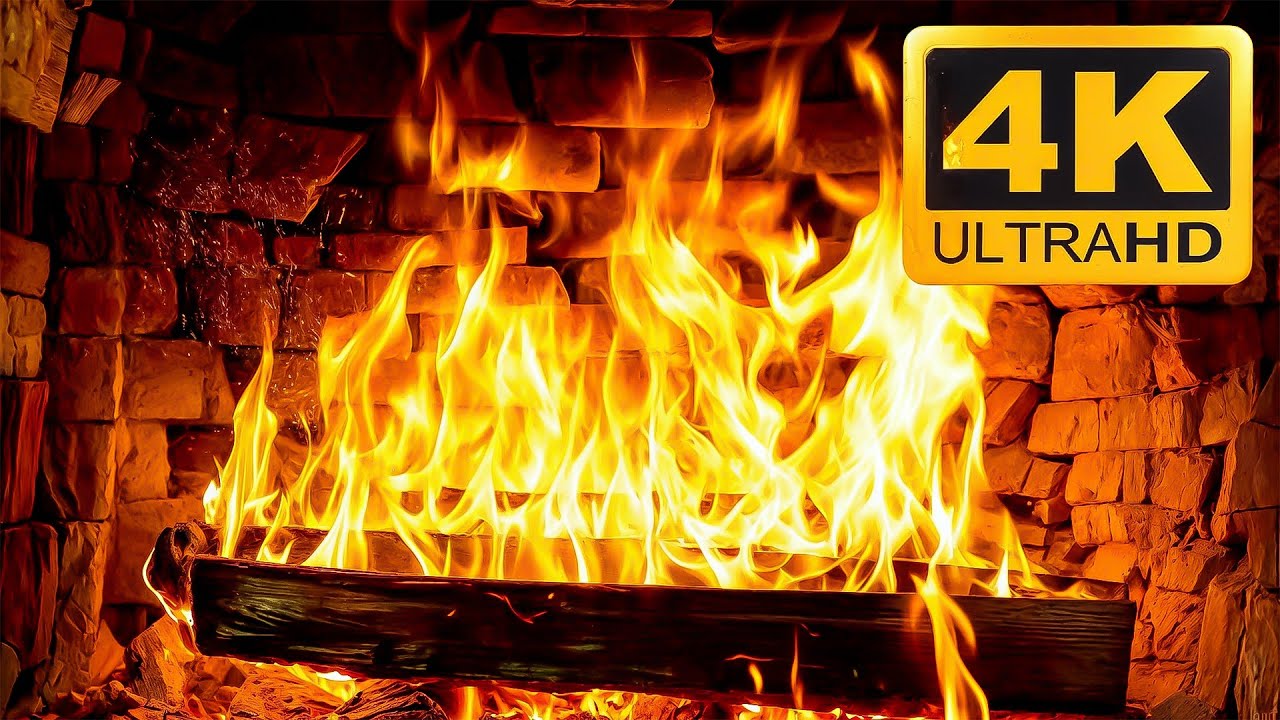 Burning Fireplace for Christmas Night 🔥 Cozy Fireplace 4K with Spooky ...