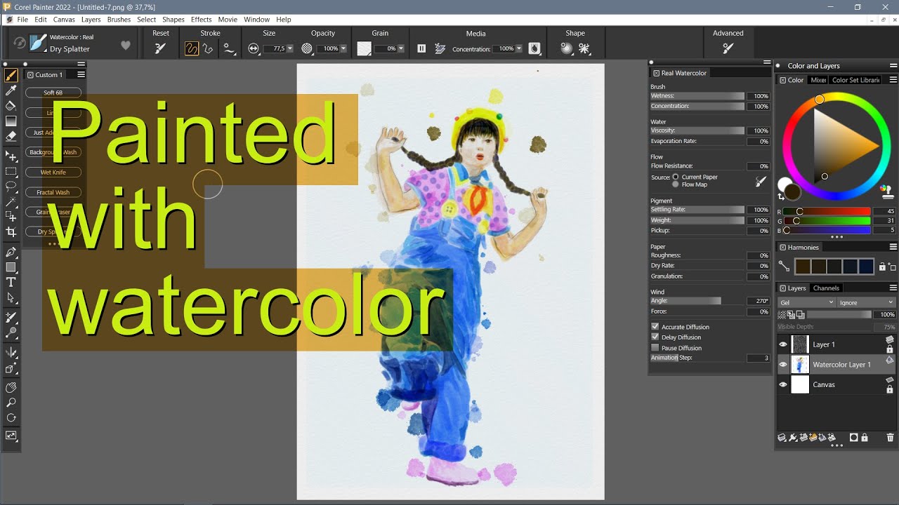 Corel Painter 2022 - Painted with watercolor - YouTube