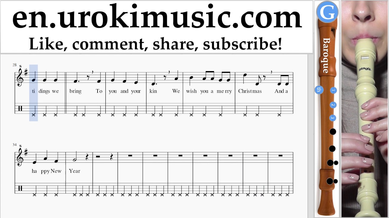 How to Play Recorder (B.) We Wish You a Merry Christmas Tabs Part#2 um ...