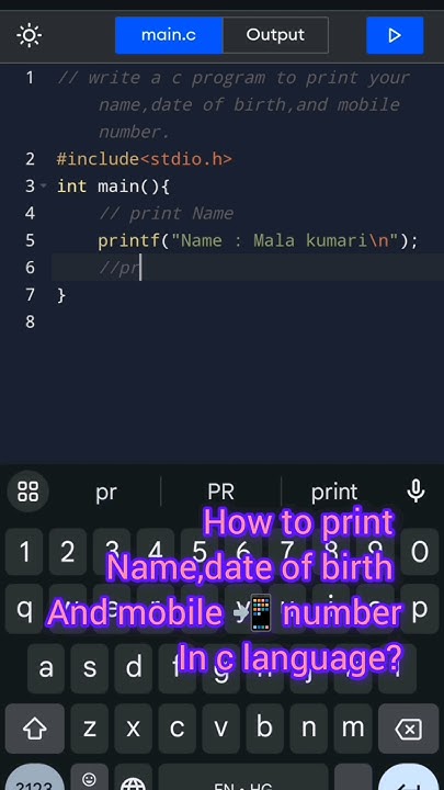 How to print name, date of birth and mobile 📲 number in c language?#computerlanguage # ...