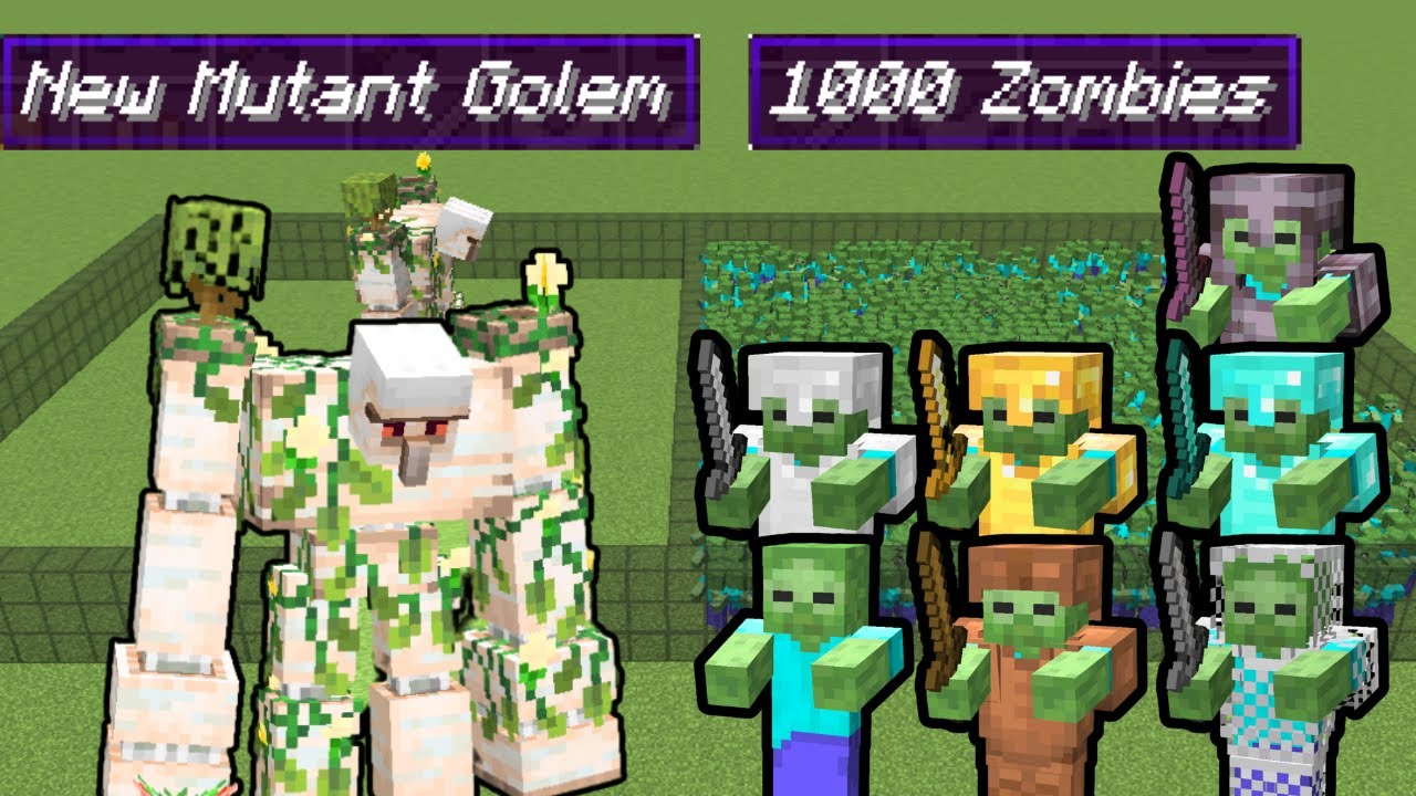 new mutant iron golem vs 1000 zombies | Minecraft Mob Battle - YouTube