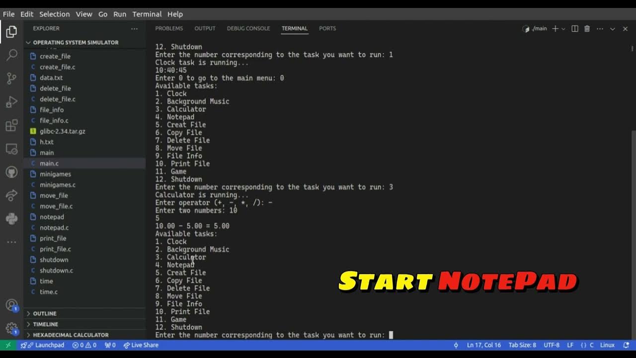 4th semester Final Project (mini operating system using c language ...
