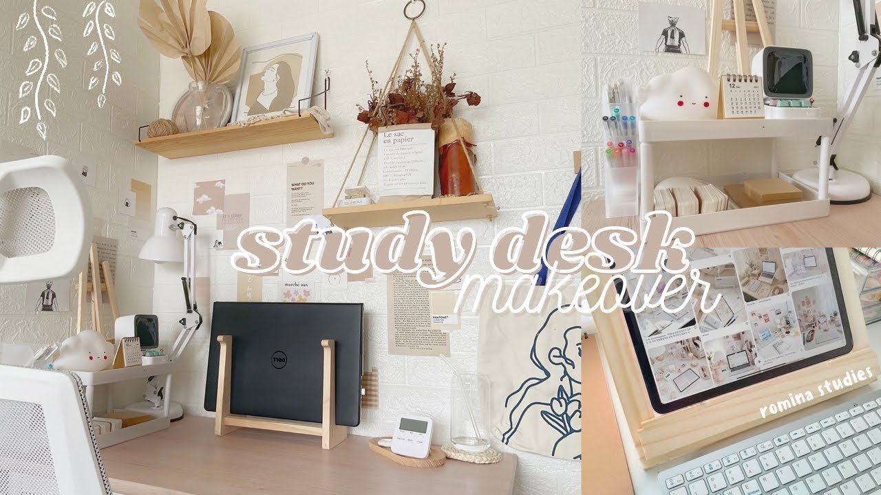 study desk makeover on a budget + shopee finds - YouTube