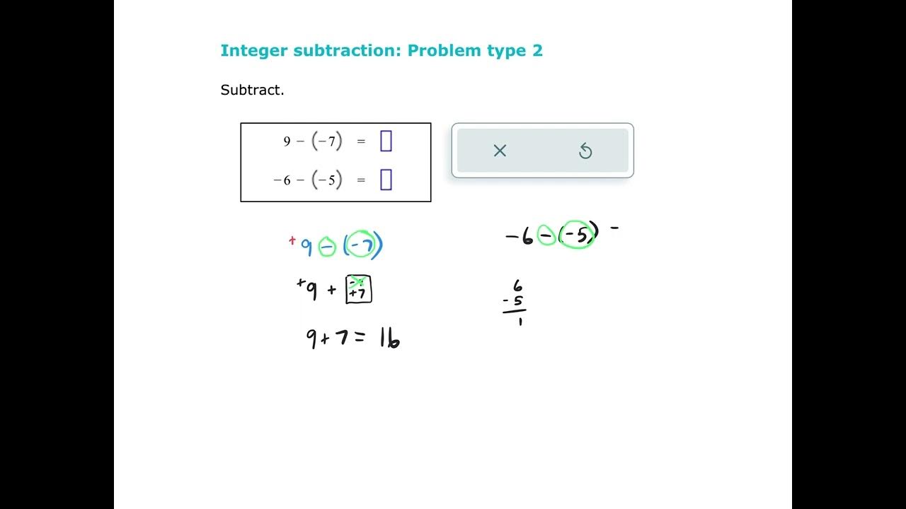 Integer subtraction - problem type 2(ALEKS examples) - YouTube