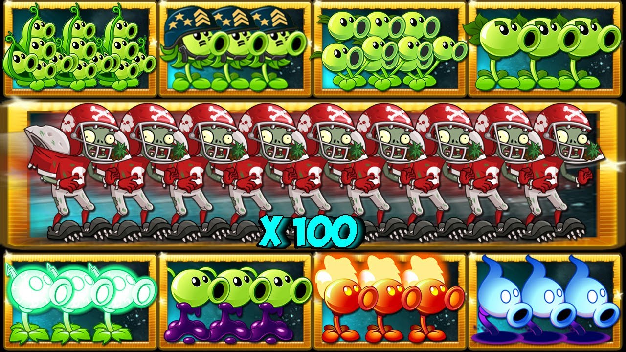 PvZ2 Challenge - All PEA & VINE PEA Using 5 Plant Food Vs 999 All-Star ...