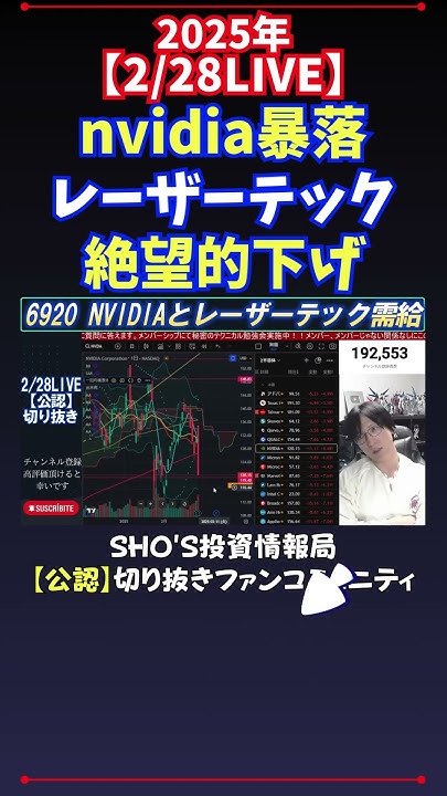 【2/28LIVE】Nvidia暴落レーザーテック絶望的下げ #日経平均株価 #投資 - YouTube
